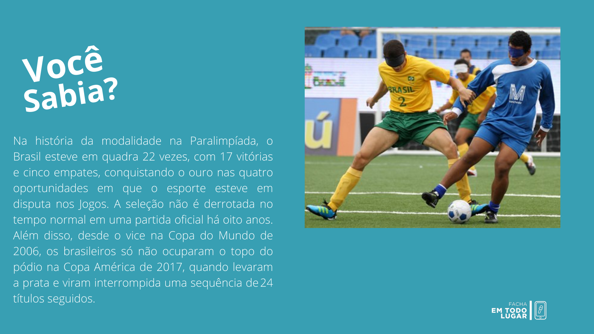 Brasil é o campeão paralímpico desde a criação do Futebol de 5 em ...